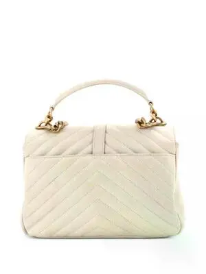 Saint Laurent Matelassé Chevron Leather College Bag - Neutrals