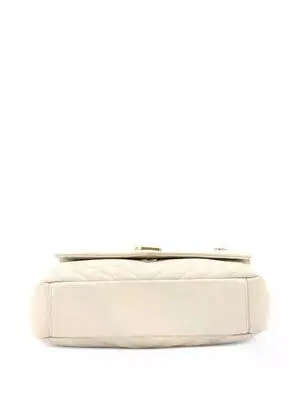 Saint Laurent Matelassé Chevron Leather College Bag - Neutrals
