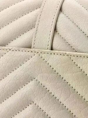Saint Laurent Matelassé Chevron Leather College Bag - Neutrals
