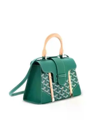Goyard Structured Saigon Top Handle Bag Coated Canvas With Leather Mini Satchel - Green