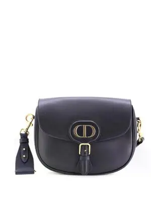 Dior Bobby Flap Bag Leather Large Crossbody Bag - Black