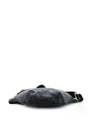 Gucci Gg Embossed Perforated Leather Small Belt Bag - Black