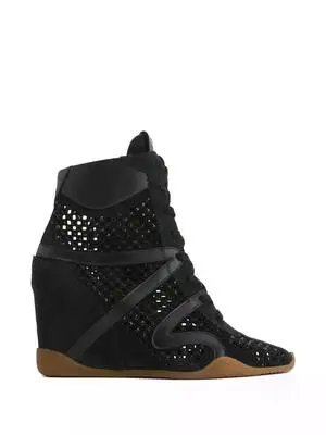 GIUSEPPE ZANOTTI Suede Perforated Wedge Sneakers - Black