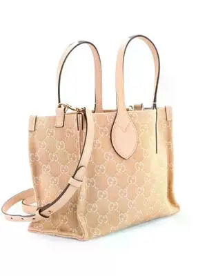 Gucci Ophidia Gg Denim Medium Shopper Tote Bag - Neutrals