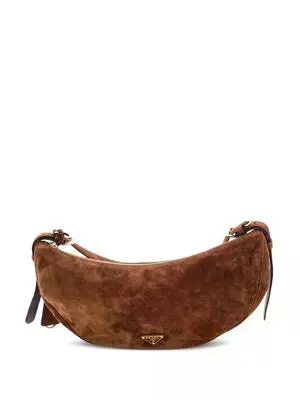 Prada Suede Demi-lune Shoulder Bag - Brown
