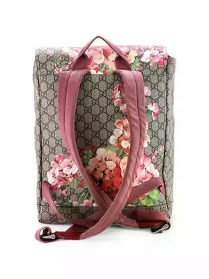 Gucci Blooms Print Gg Coated Canvas Medium Backpack - Brown