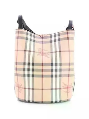 Burberry Lorne Haymarket Coated Canvas Small Bucket Bag - Brown