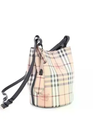 Burberry Lorne Haymarket Coated Canvas Small Bucket Bag - Brown