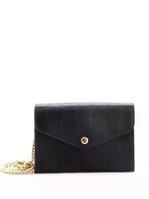 Gucci Envelope Wallet On Chain Guccissima Leather Shoulder Bag - Black