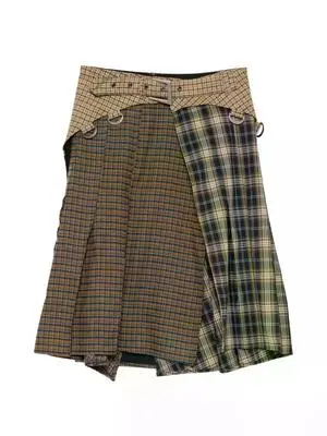 Andersson Bell Check Combo Belted Skirt - Brown
