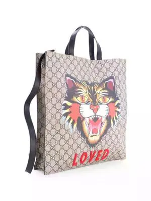 Gucci Convertible Soft Open Printed Gg Coated Canvas Tall Tote Bag - Brown