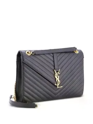 Saint Laurent Matelassé Chevron Leather Shoulder Bag - Black
