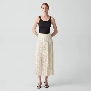Theory Pleated Wrap Skirt In Polka Dot Georgette - Ivory Multi