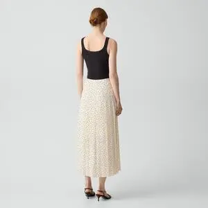 Theory Pleated Wrap Skirt In Polka Dot Georgette