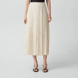 Theory Pleated Wrap Skirt In Polka Dot Georgette