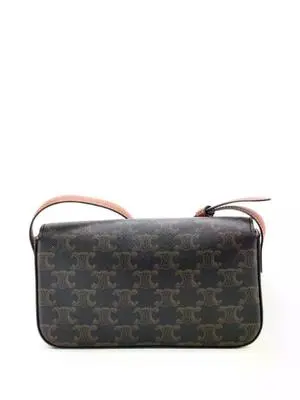 Celine Triomphe East-west Shoulder Bag In Coated Canvas - Brown