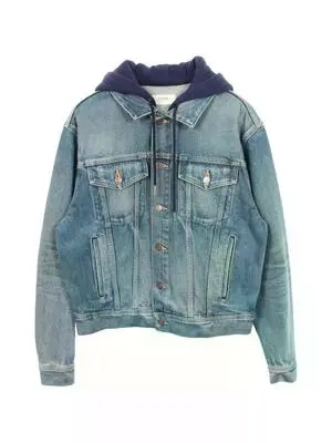 Celine Cotton Logo-print Hooded Denim Jacket