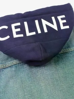 Celine Cotton Logo-print Hooded Denim Jacket