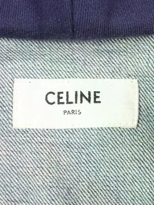 Celine Cotton Logo-print Hooded Denim Jacket