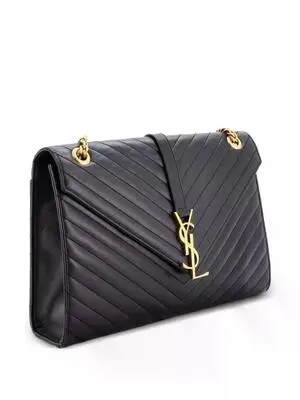 Saint Laurent Matelassé Chevron Leather Monogram Envelope Satchel