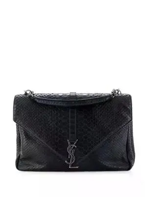 Saint Laurent Classic Monogram College Satchel Python Embossed Leather