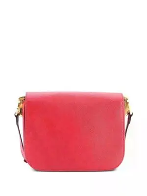 Prada Saffiano Leather Embleme Flap Bag - Red
