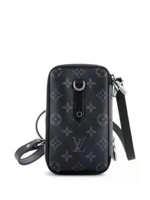LOUIS VUITTON Double Phone Pouch Reverse Monogram Eclipse Canvas Clutch Bag