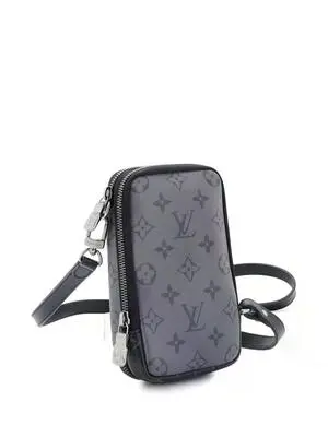 LOUIS VUITTON Double Phone Pouch Reverse Monogram Eclipse Canvas Clutch Bag