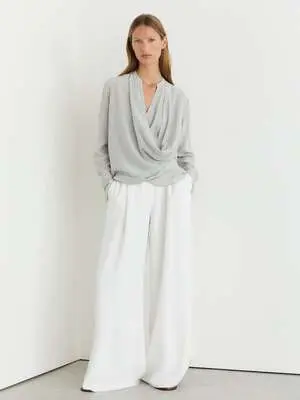 REISS Lauren Matte Silk Draped Shirt