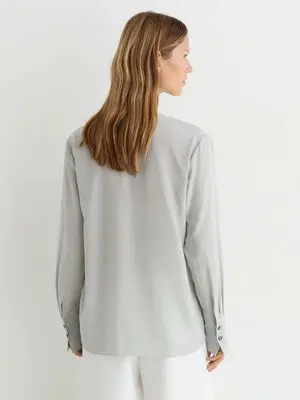 REISS Lauren Matte Silk Draped Shirt