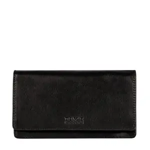 TIME RESISTANCE Leather Continental Wallet Charade - Black