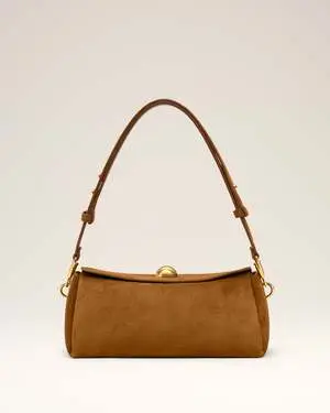 AMI Paris Suede Leather Carrousel Bag - Hazelnut