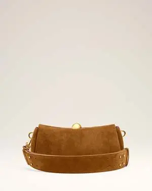 AMI Paris Suede Leather Carrousel Bag - Hazelnut