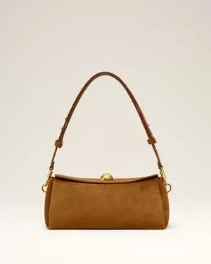 AMI Paris Suede Leather Carrousel Bag - Hazelnut
