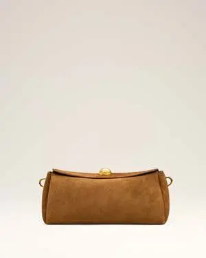 AMI Paris Suede Leather Carrousel Bag - Hazelnut
