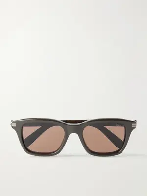 Zegna Rectangular-frame Acetate Sunglasses - Brown