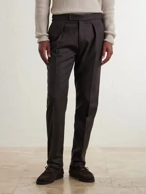 SLOWEAR Tapered Pleated Wool And Cashmere-blend Suit Trousers