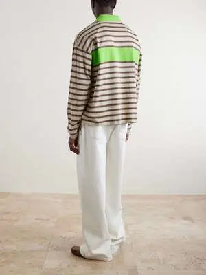 Versace Polo Striped Cotton Jersey Polo Shirt