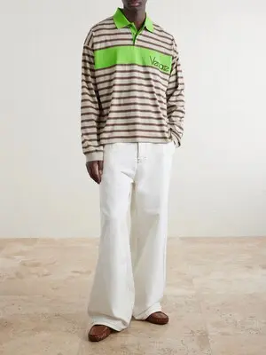 Versace Polo Striped Cotton Jersey Polo Shirt