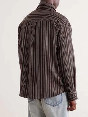 THE ELDER STATESMAN Striped Wool And Cashmere-blend Shirt