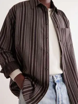 THE ELDER STATESMAN Striped Wool And Cashmere-blend Shirt