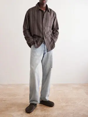 THE ELDER STATESMAN Striped Wool And Cashmere-blend Shirt