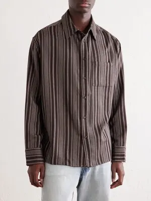 THE ELDER STATESMAN Striped Wool And Cashmere-blend Shirt