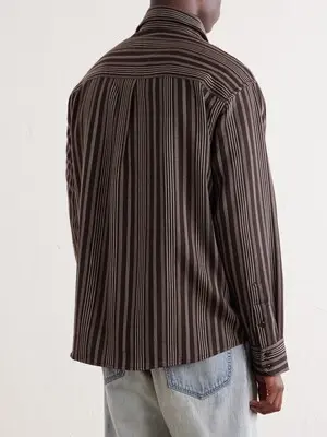 THE ELDER STATESMAN Striped Wool And Cashmere-blend Shirt