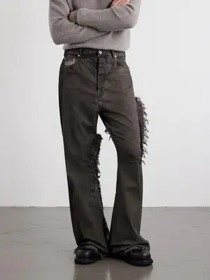 Rick Owens Bolan Frayed Baggy Bootcut Jeans