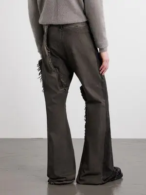 Rick Owens Bolan Frayed Baggy Bootcut Jeans