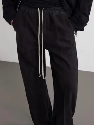 Rick Owens Dietrich Straight-leg Cotton-twill Drawstring Trousers - Black
