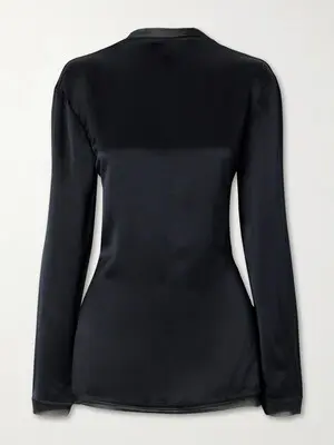 Tove Beau Open-back Tie-detailed Silk Blouse - Black