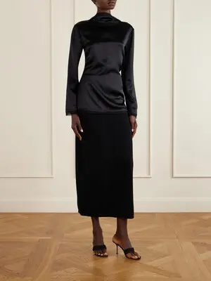 Tove Beau Open-back Tie-detailed Silk Blouse - Black