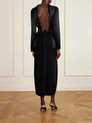 Tove Beau Open-back Tie-detailed Silk Blouse - Black